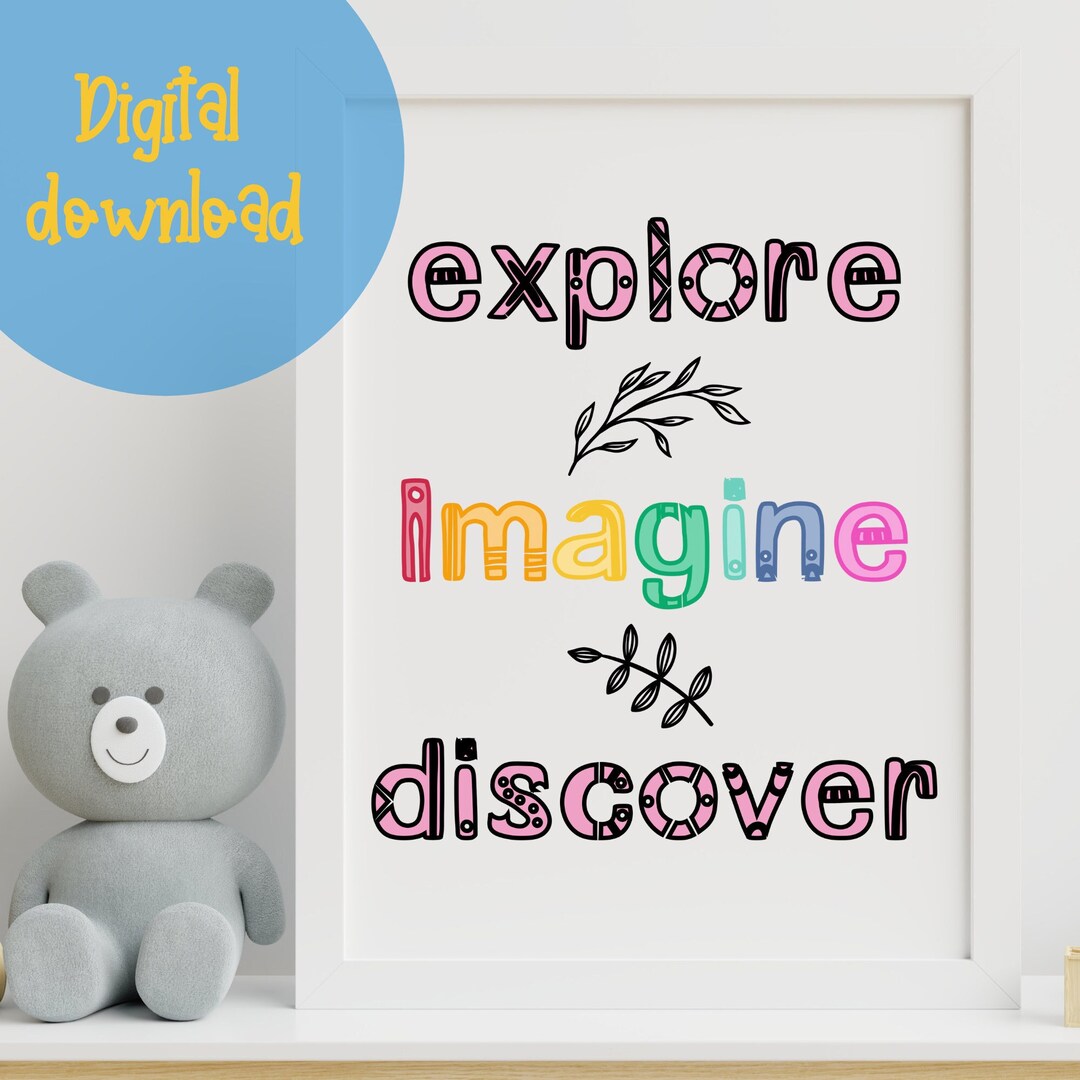 Explore, Imagine, Discover - Kids Wall Art | Instant Download | Pink ...