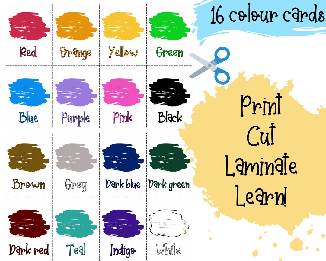 Colours Flashcards | Set of 16 Printable Cards | Digital Download - Etsy