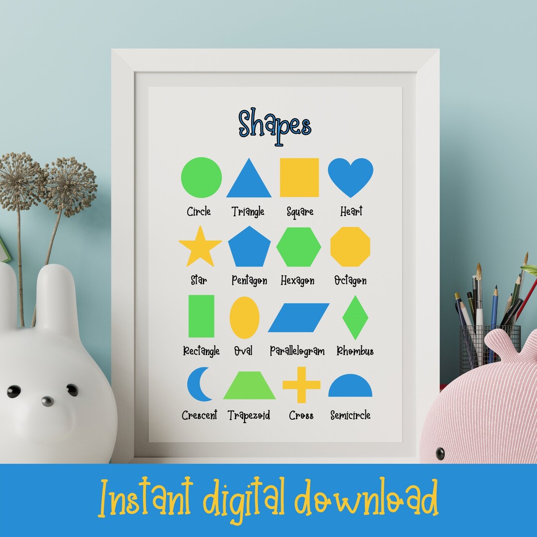 Shapes Educational Poster - Brights | Instant Download | Playroom ...