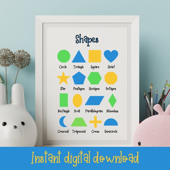 Shapes Educational Poster Brights Instant Download - Etsy
