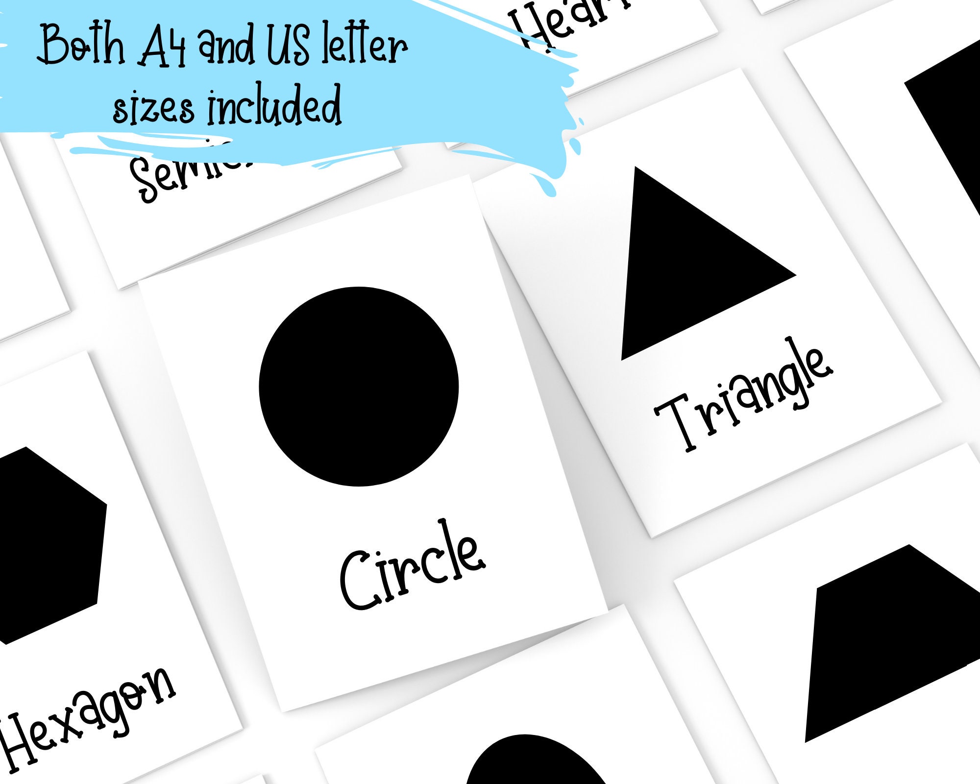 Shapes Flashcards - Black and White Version | Set of 16 Printable Cards ...