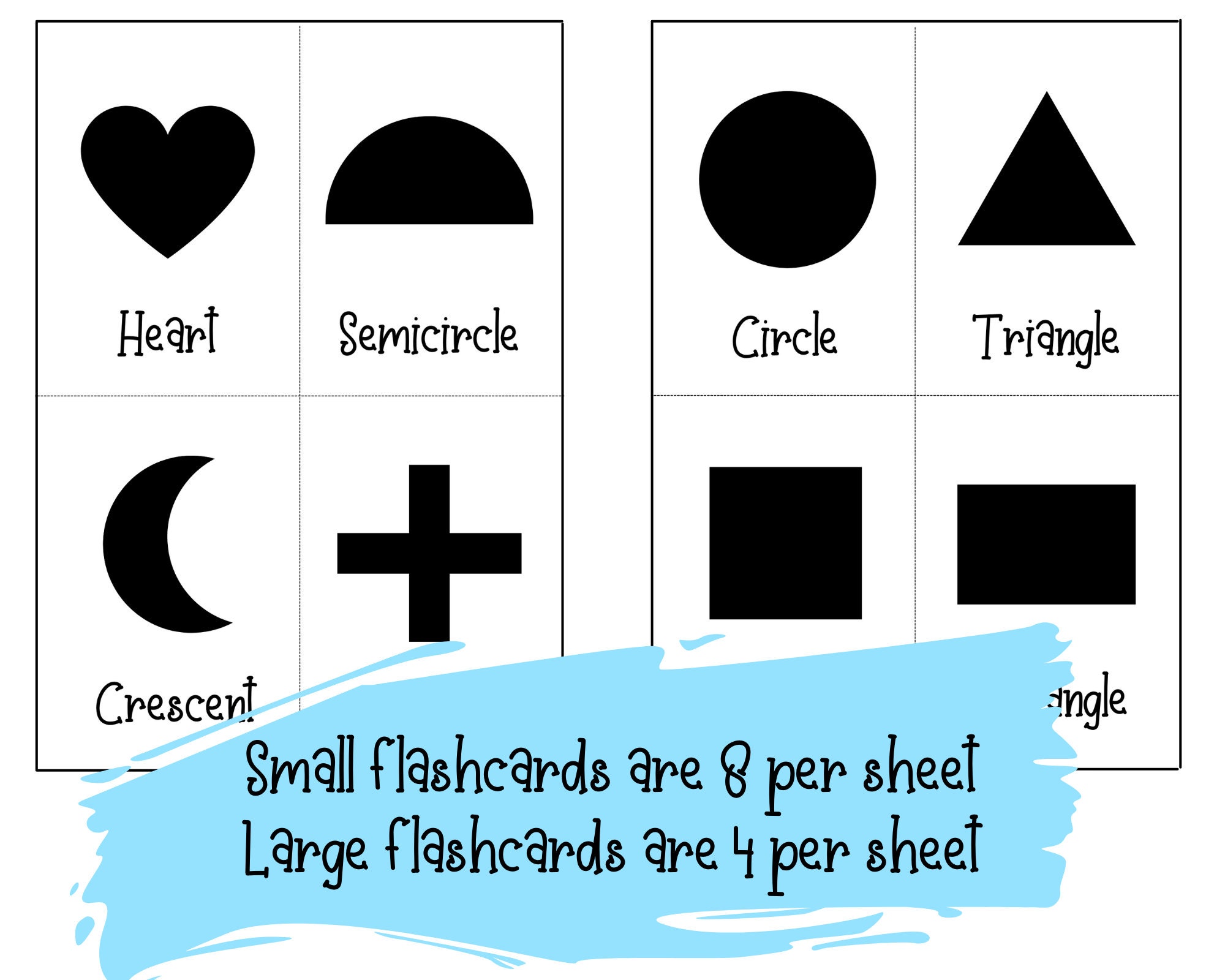 Shapes Flashcards - Black and White Version | Set of 16 Printable Cards ...