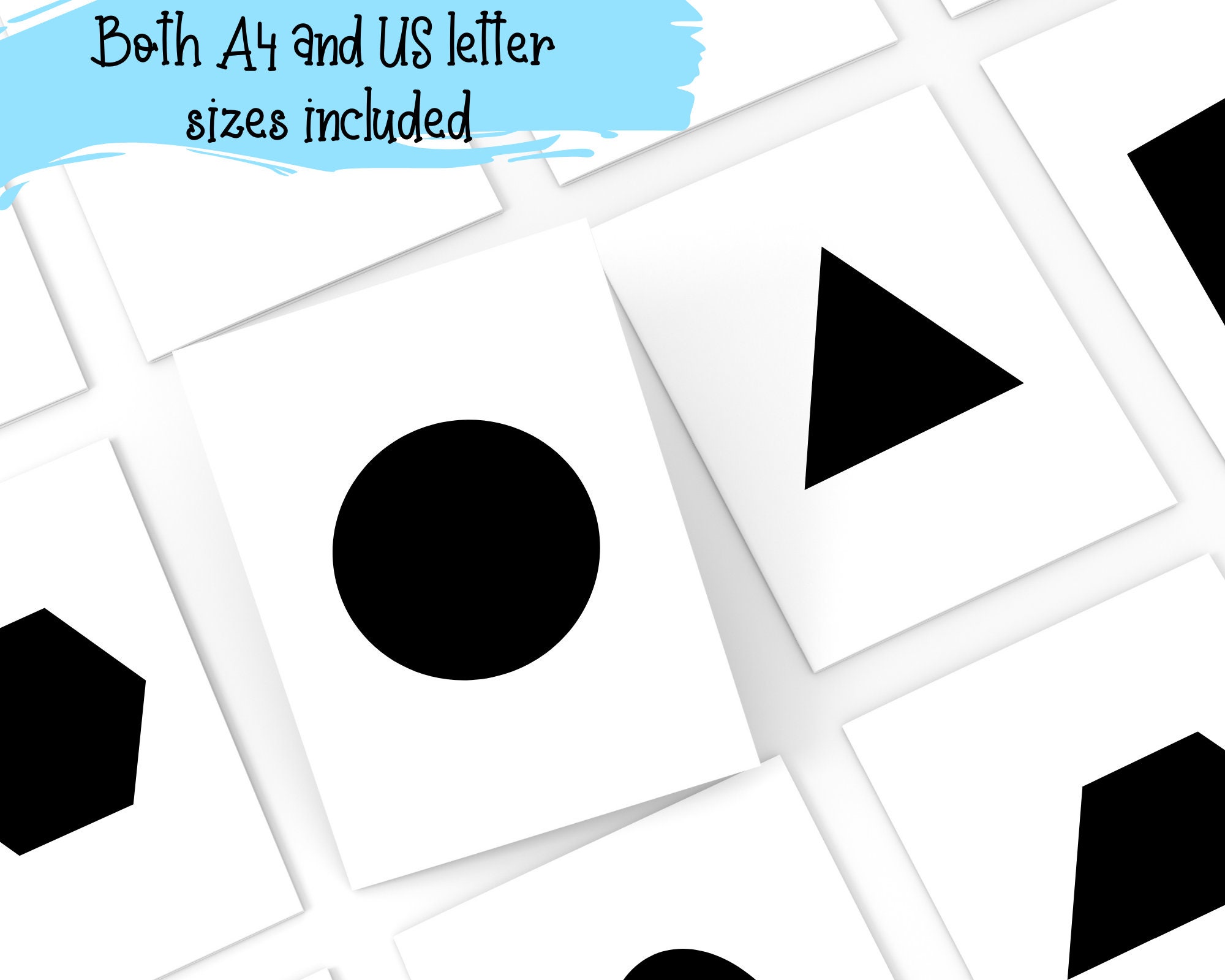 Shapes Flashcards - Black and White Version, No Writing | Set of 16 ...