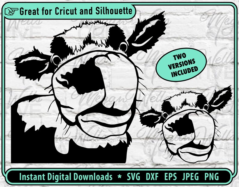 Cow Svg files for cricut Farm animal svg file Heifer head - Etsy México