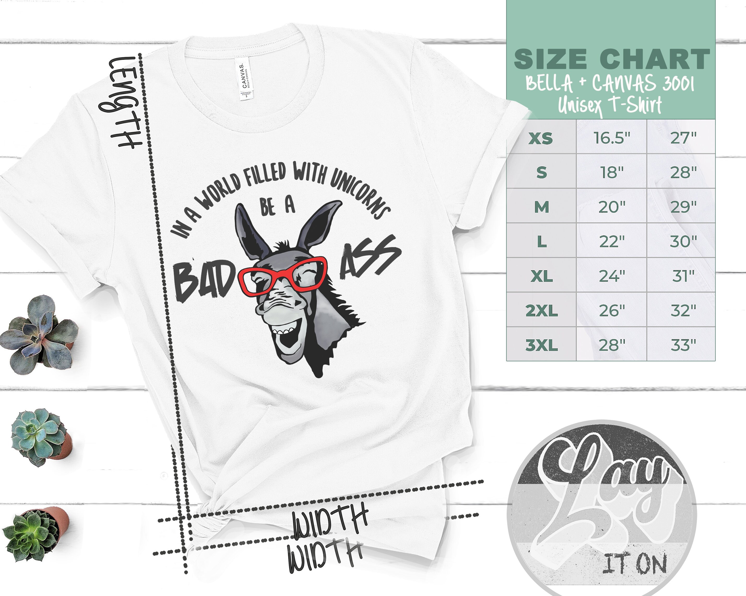 Funny Donkey T-shirt, in a World Filled With Unicorns, Be a Bad Ass, Donkey in Glasses Shirt ...