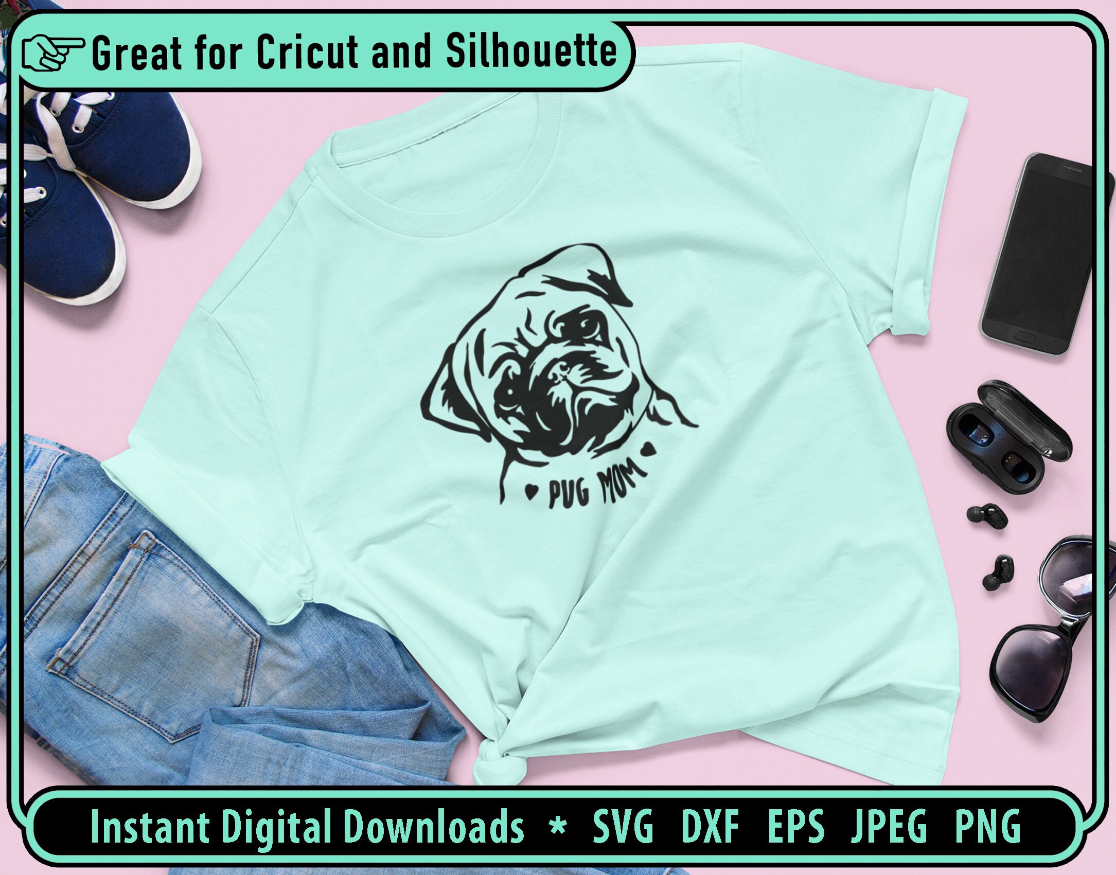 Pug Life SVG, Pug Mom Clipart, Pug Owner Png, Pug Vector, It's a Pug ...