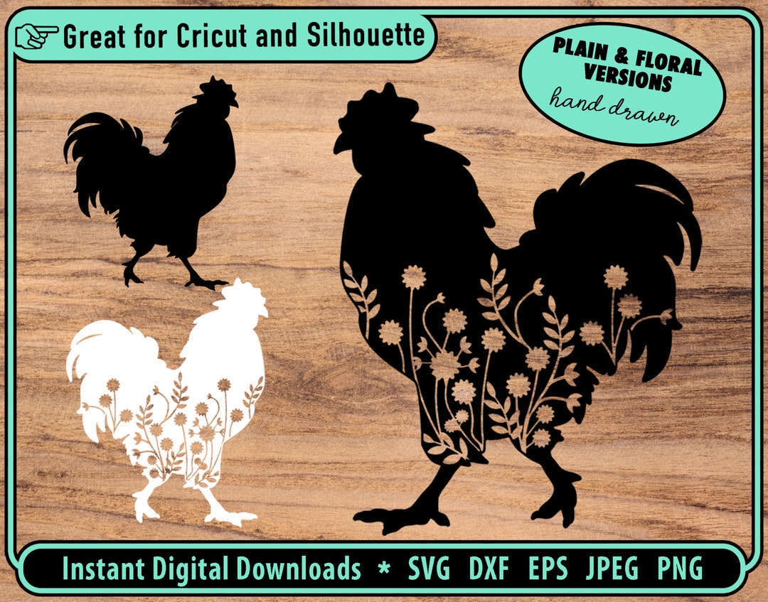 Gallo SVG para cricut silueta floral de gallo para máquinas - Etsy México