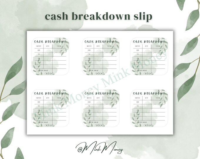 Cash Breakdown Slip ⎮ Printable PDF ⎮ Cash Budgeting ⎮ Bank Teller Slip ...