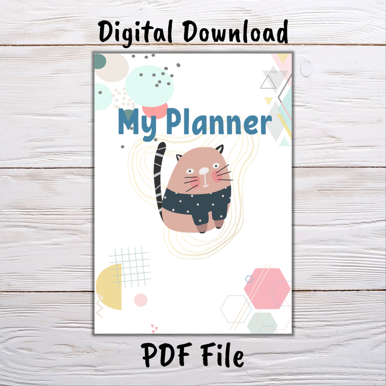 Cat Bundle Planner, Printable Digital Planner Insert and Accessories ...