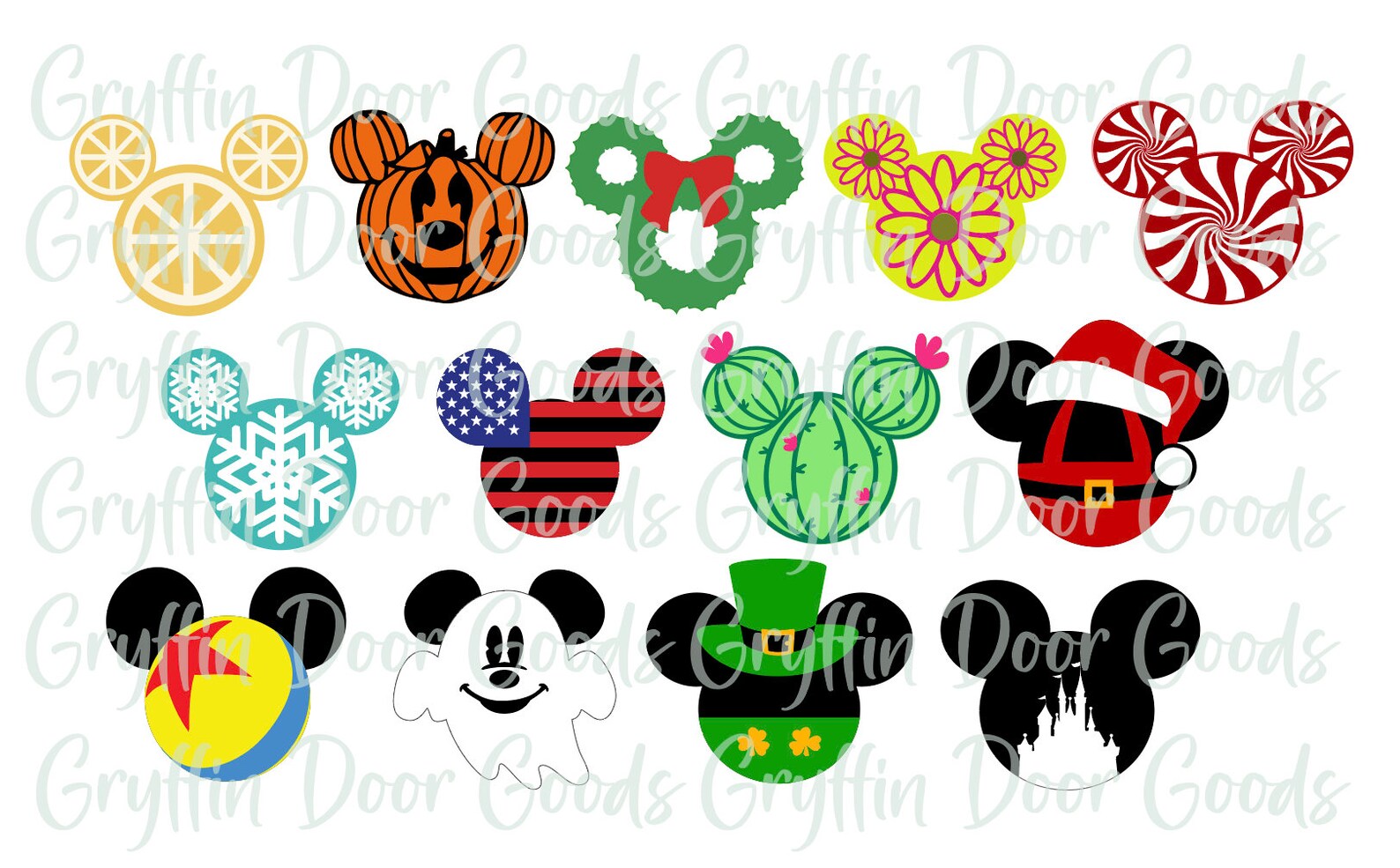 Seasonal Mickey Heads Svg Interchangeable Mouse Heads - Etsy