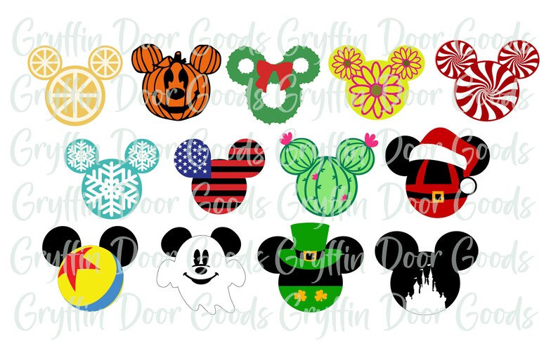 Seasonal Mickey Heads Svg Interchangeable Mouse Heads - Etsy