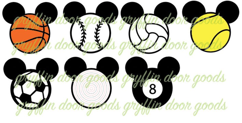 Sports Ball Mickey Heads Svg Interchangeable Mouse Heads - Etsy
