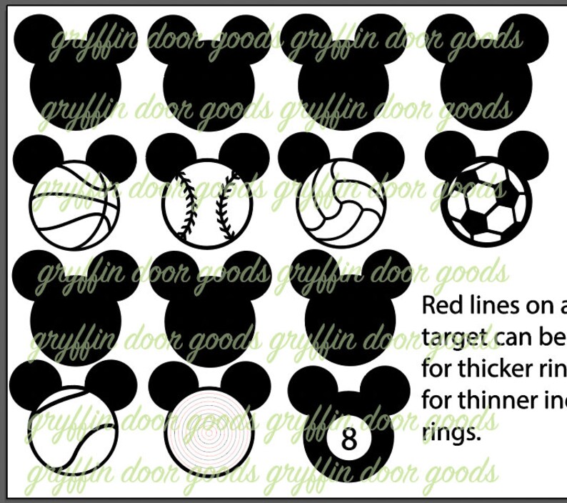Sports Ball Mickey Heads Svg, Interchangeable Mouse Heads Glowforge Cut ...