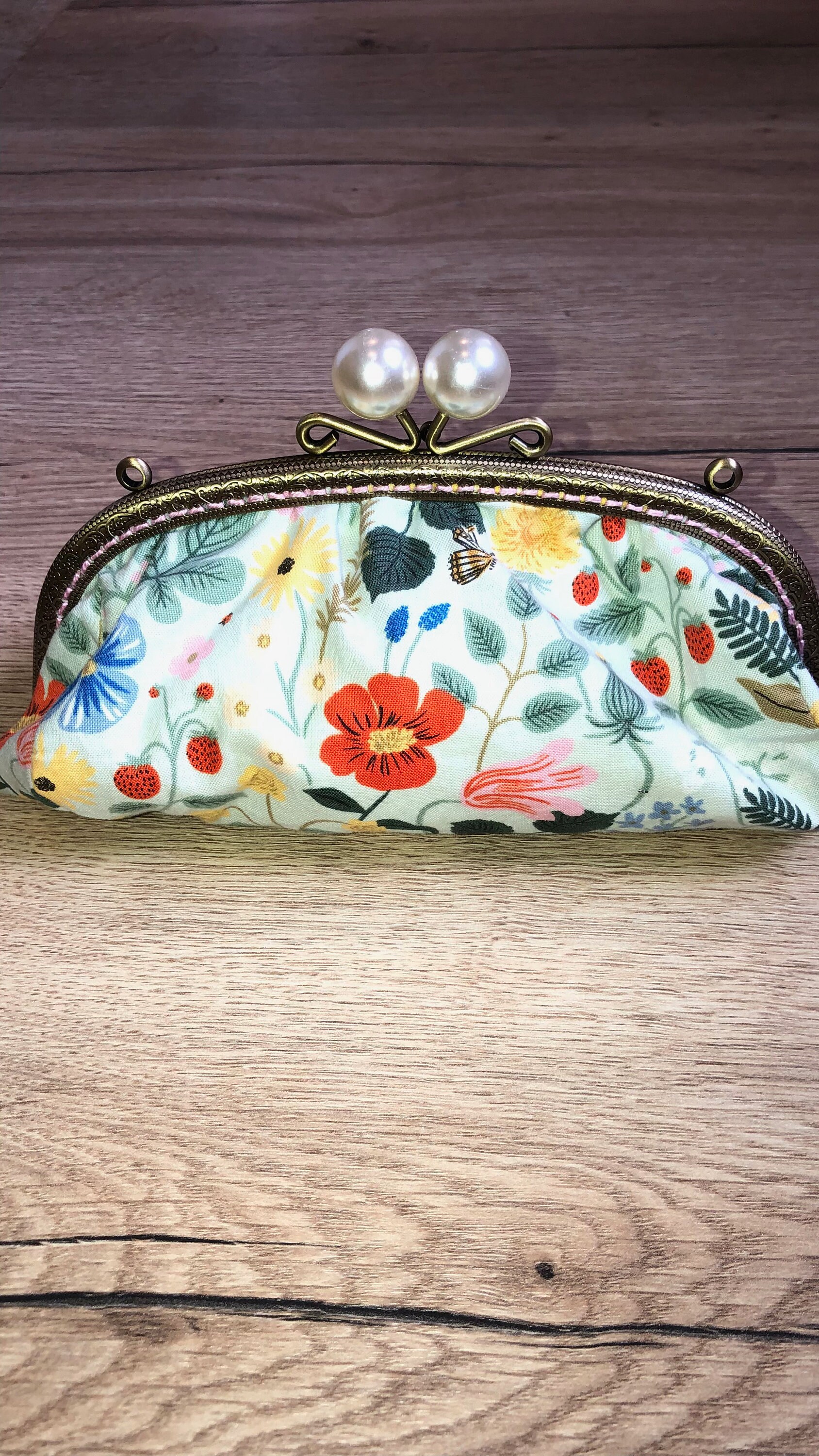HELEN Clutch Purse | Rifle Paper Co. Fabric | Strawberry Fields Mint - Etsy