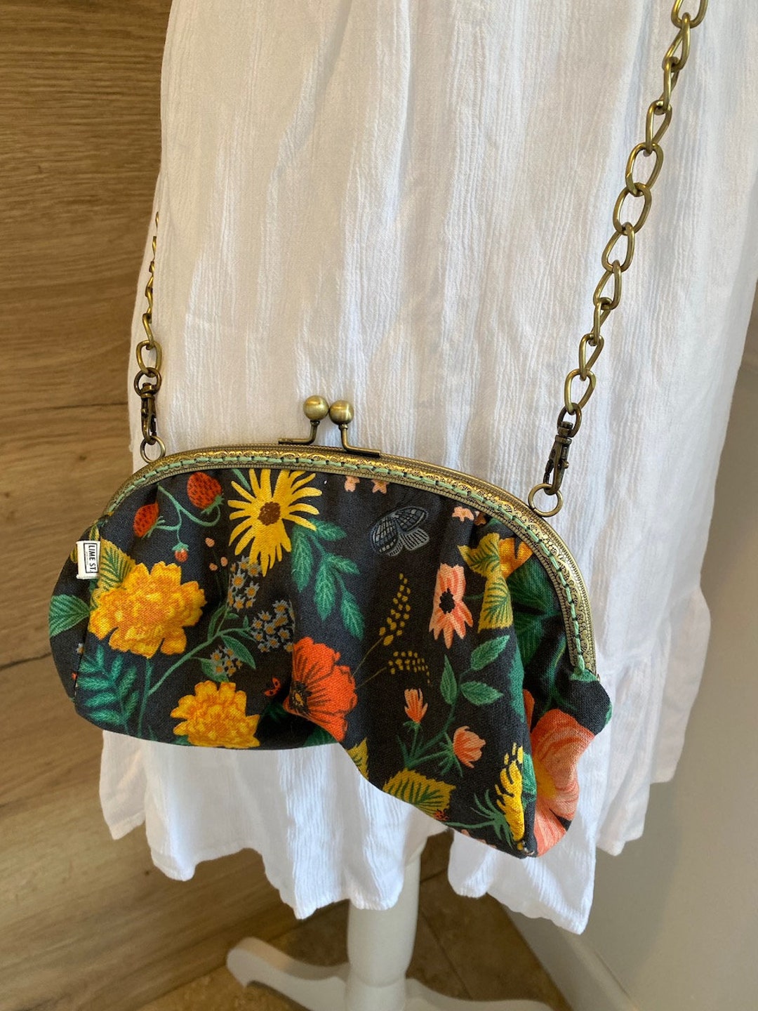 HELEN Clutch Purse | Rifle Paper Co. Fabric | Camont Poppy Fields Black ...