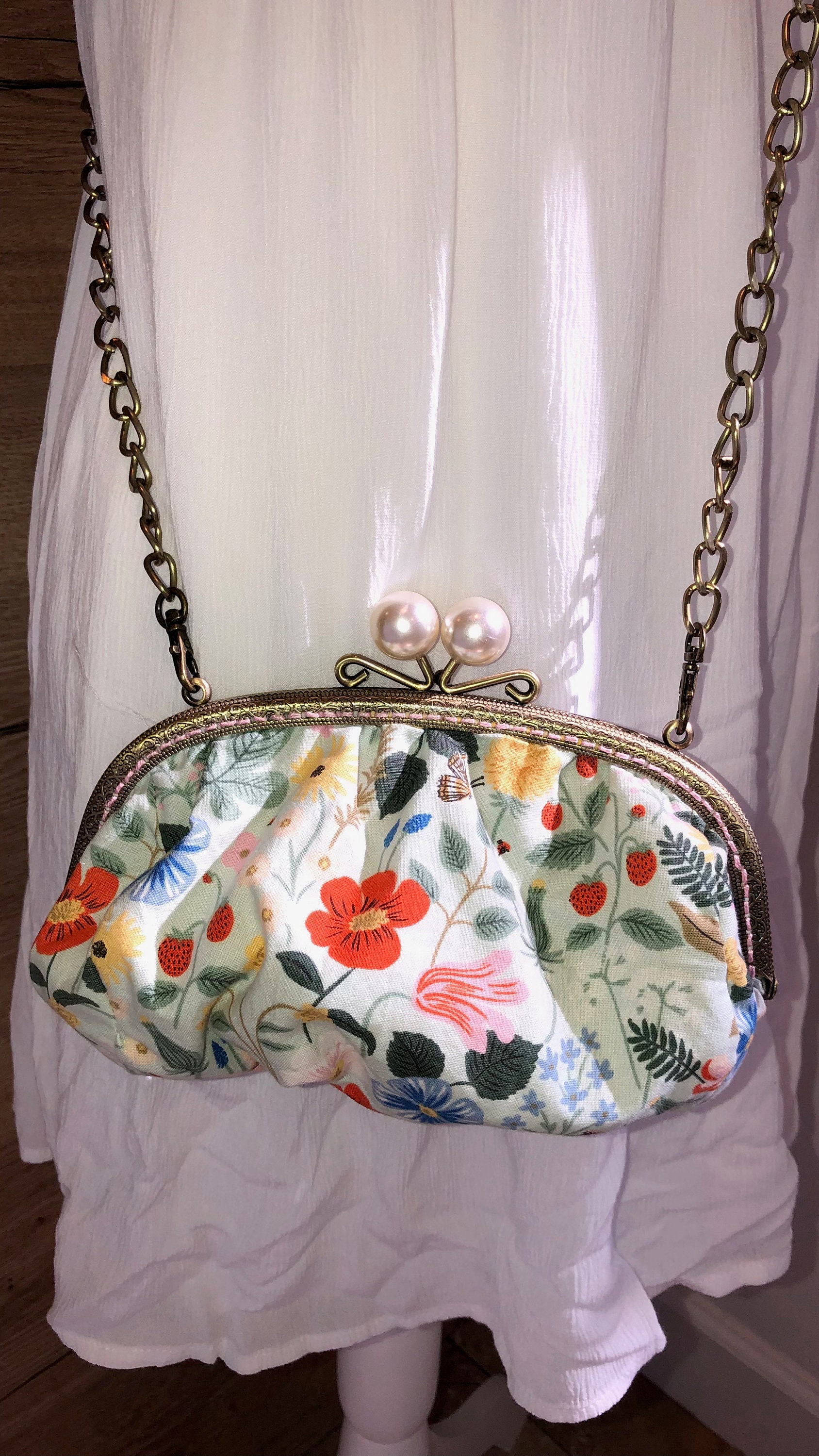 HELEN Clutch Purse | Rifle Paper Co. Fabric | Strawberry Fields Mint - Etsy