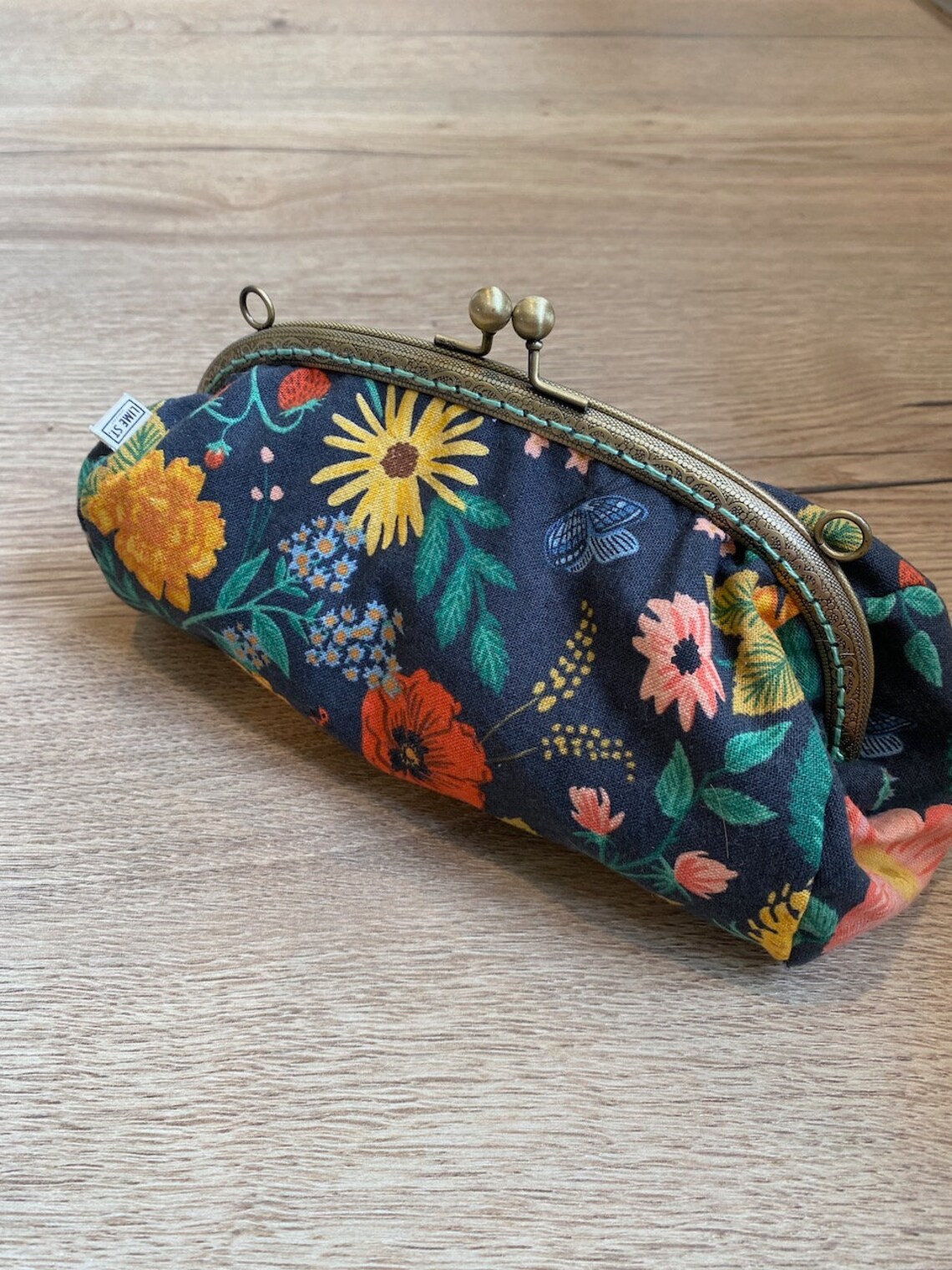 HELEN Clutch Purse | Rifle Paper Co. Fabric | Camont Poppy Fields Black ...