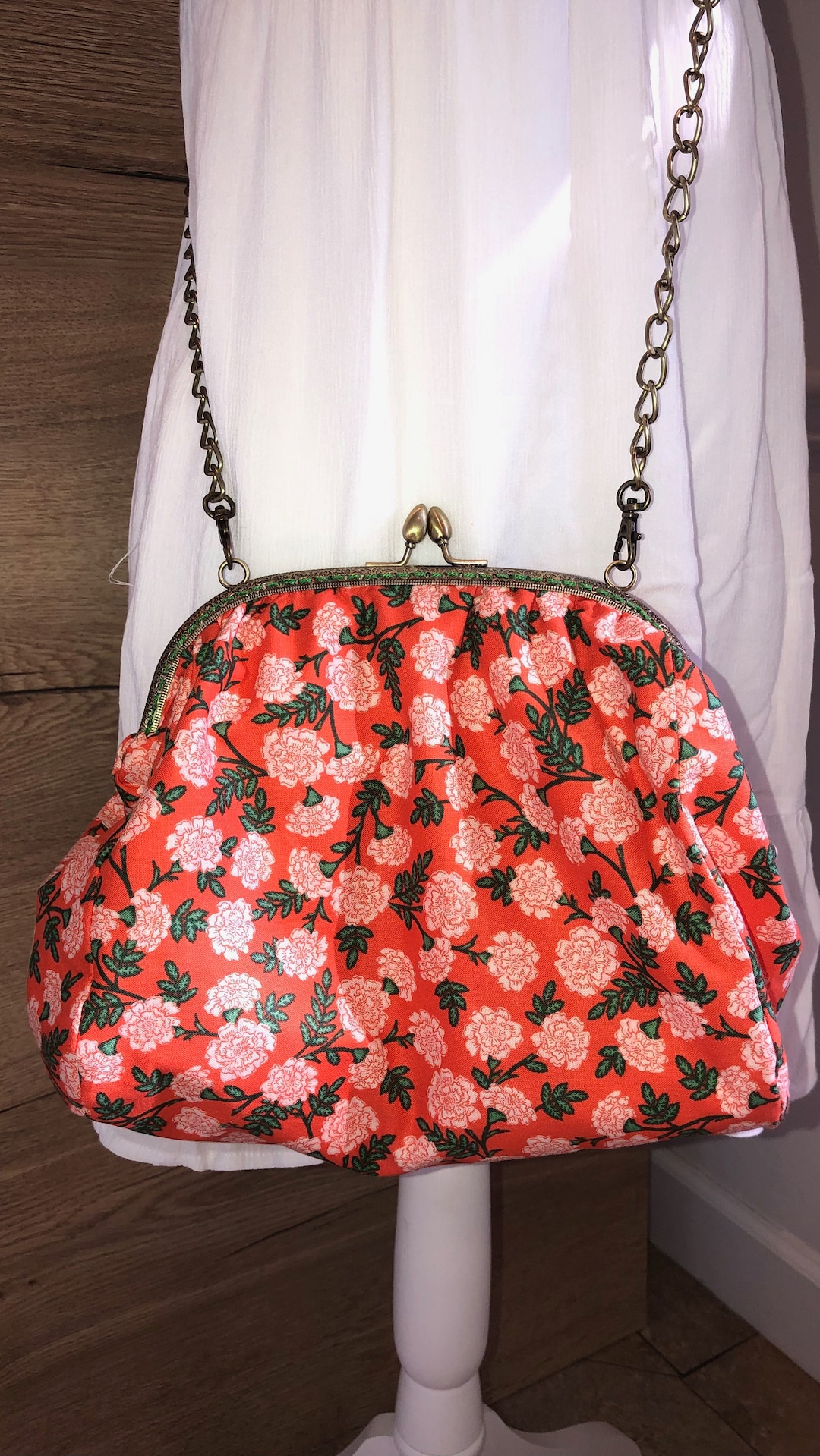 EARL Clutch Purse | Rifle Paper Co. Fabric | Bramble Dianthus Red/blush ...