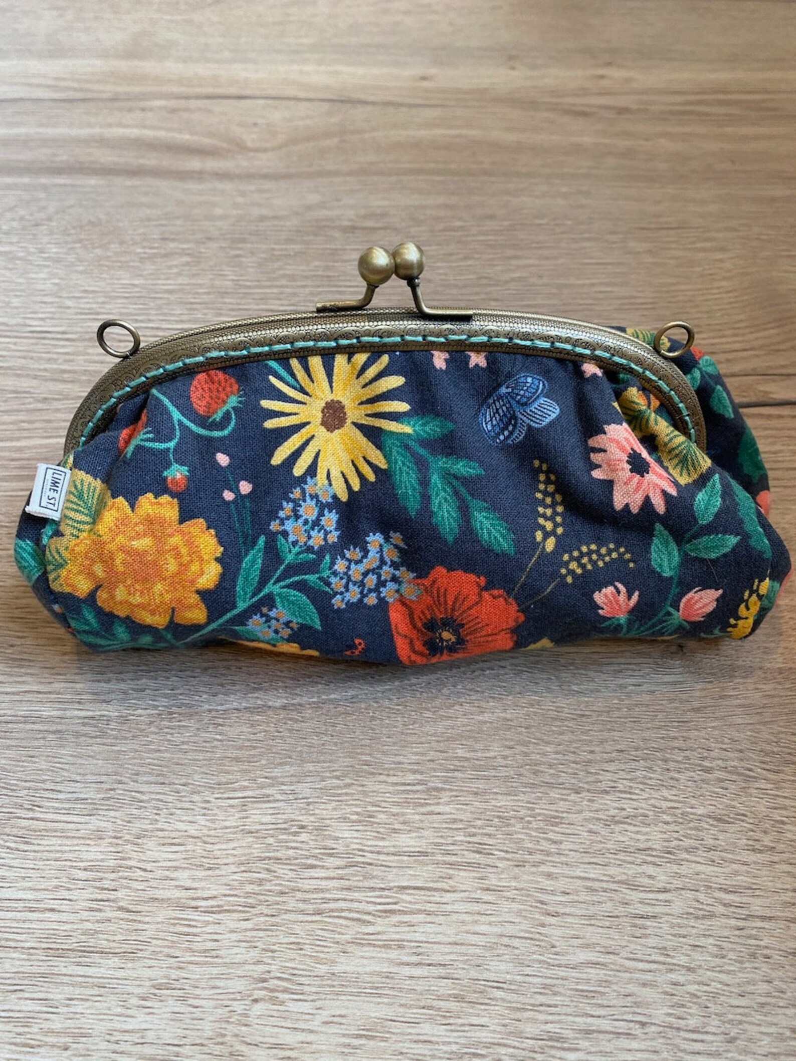 HELEN Clutch Purse | Rifle Paper Co. Fabric | Camont Poppy Fields Black ...