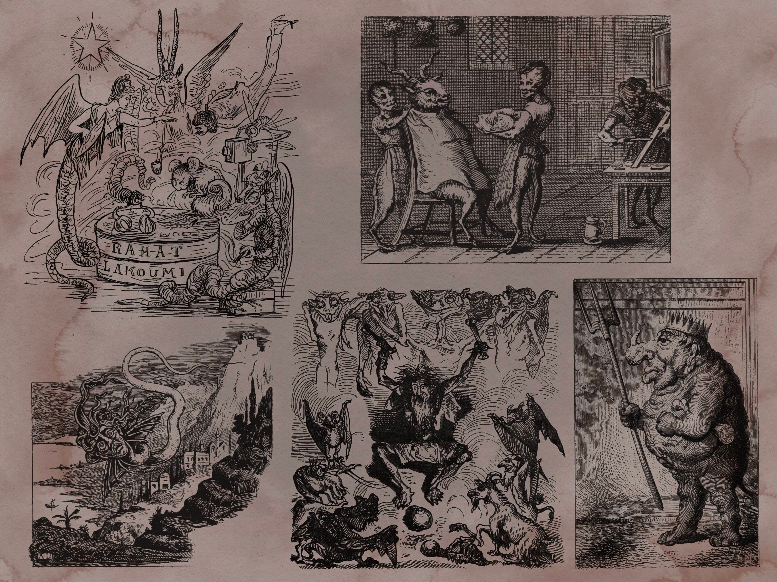 30 Vintage Devil and Demon Illustrations Bundle 1, Transparent PNG ...