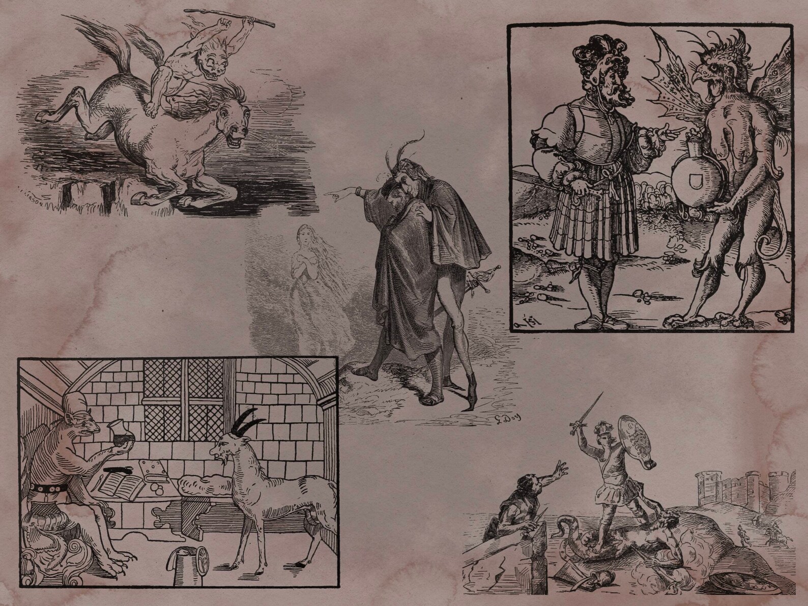 30 Vintage Devil and Demon Illustrations Bundle 1, Transparent PNG ...