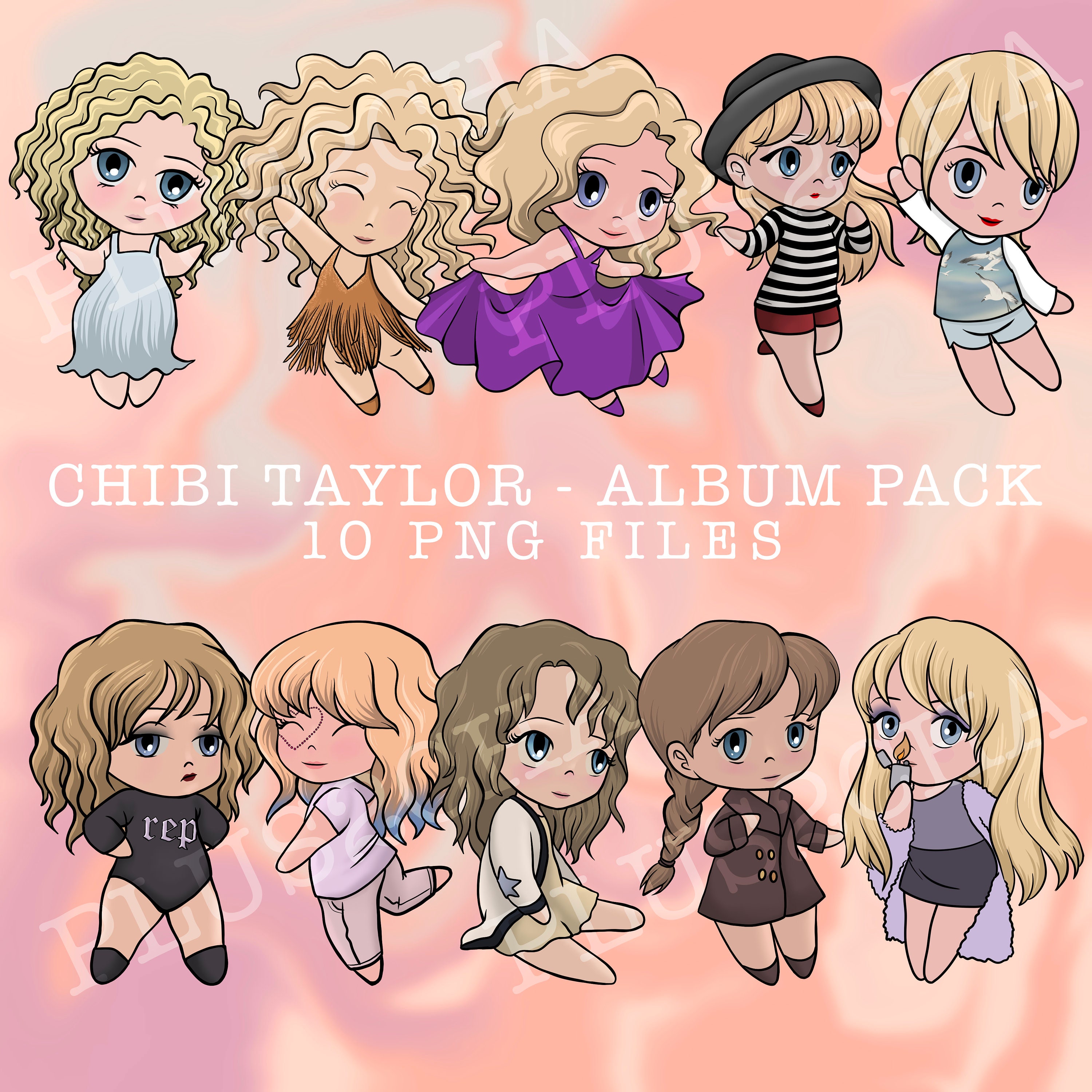 Chibi Taylor Albums PNG Pack - Etsy