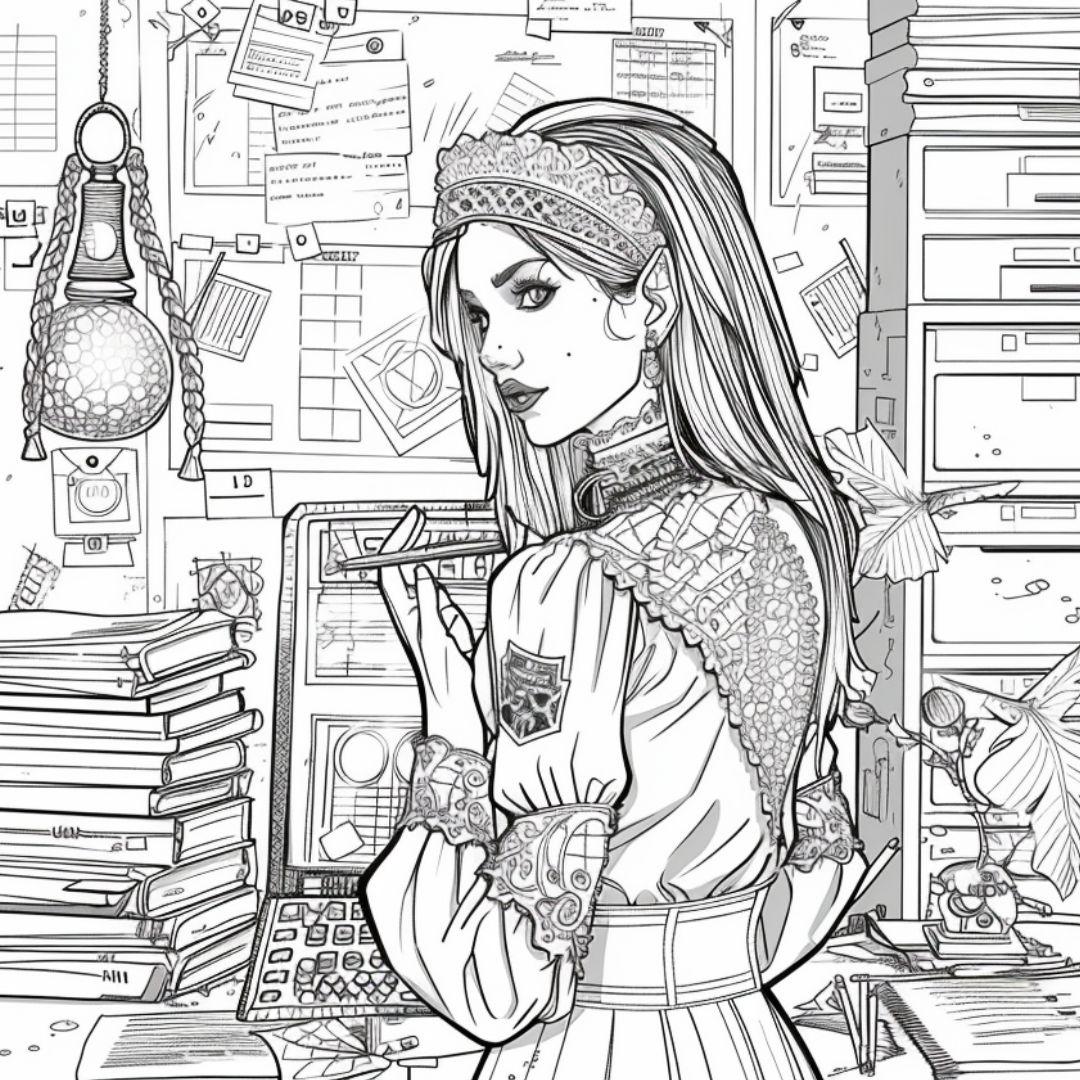 Corporate Goth Coloring Pages | Dark Academia & Gothic Office Aesthetic ...