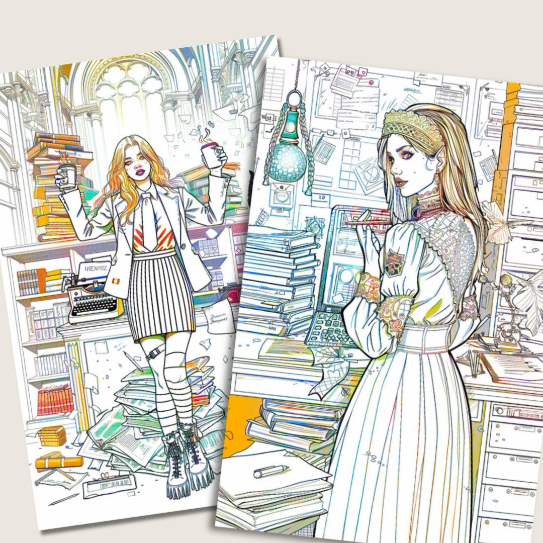 Corporate Goth Coloring Pages | Dark Academia & Gothic Office Aesthetic ...