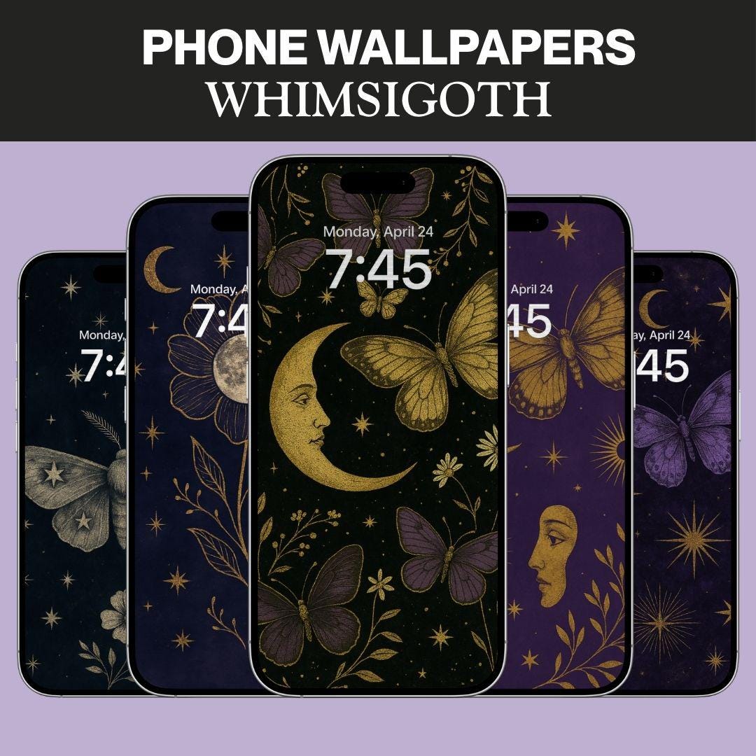 Whimsigoth Celestial Phone Wallpaper Set | Moon Aesthetic | 10 Digital ...