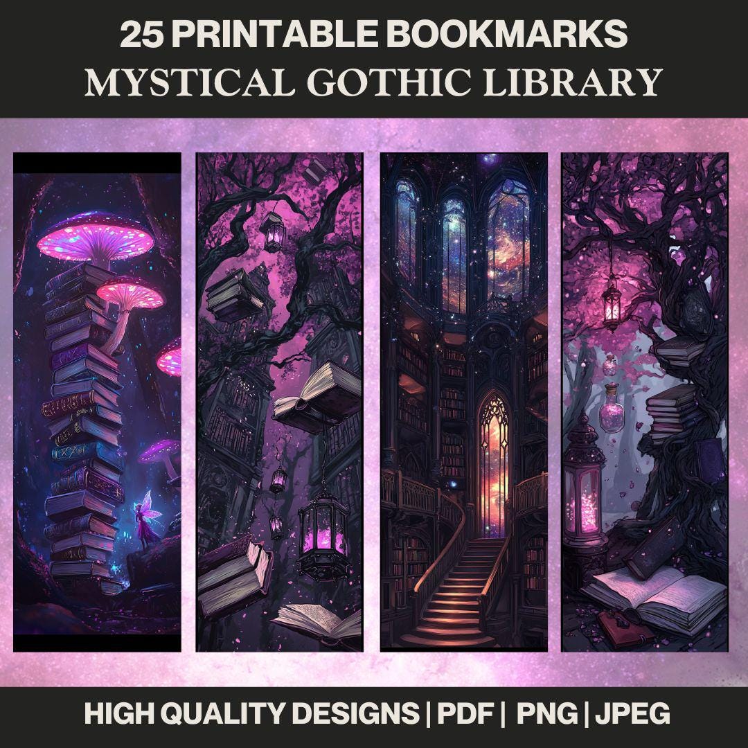 Mystical Gothic Library Printable Bookmark Set | 25 Digital Bookmarks ...