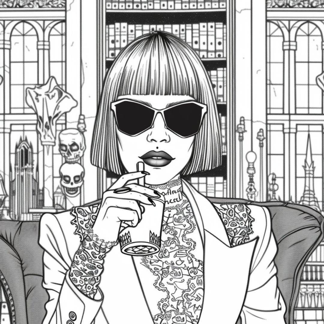 Corporate Goth Coloring Pages | Dark Academia & Gothic Office Aesthetic ...