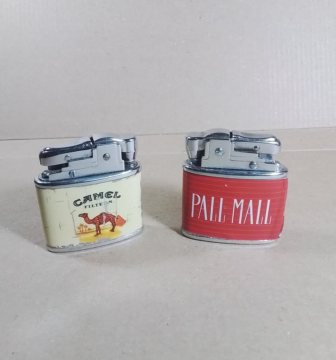 Vintage 2 X Oil Lighters Pall Mall Camel Briquet Feuerzeug Lighter ...