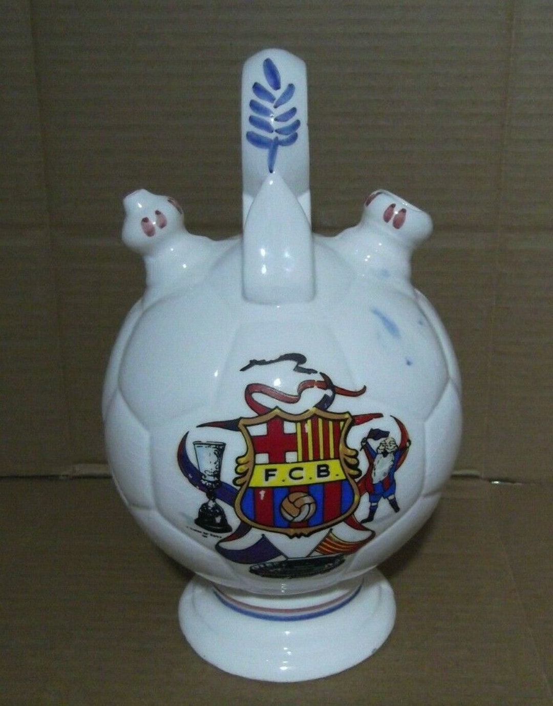 Botijo Pelota F.c.barcelona Commemorative 1902-1992, Vintage Glazed ...
