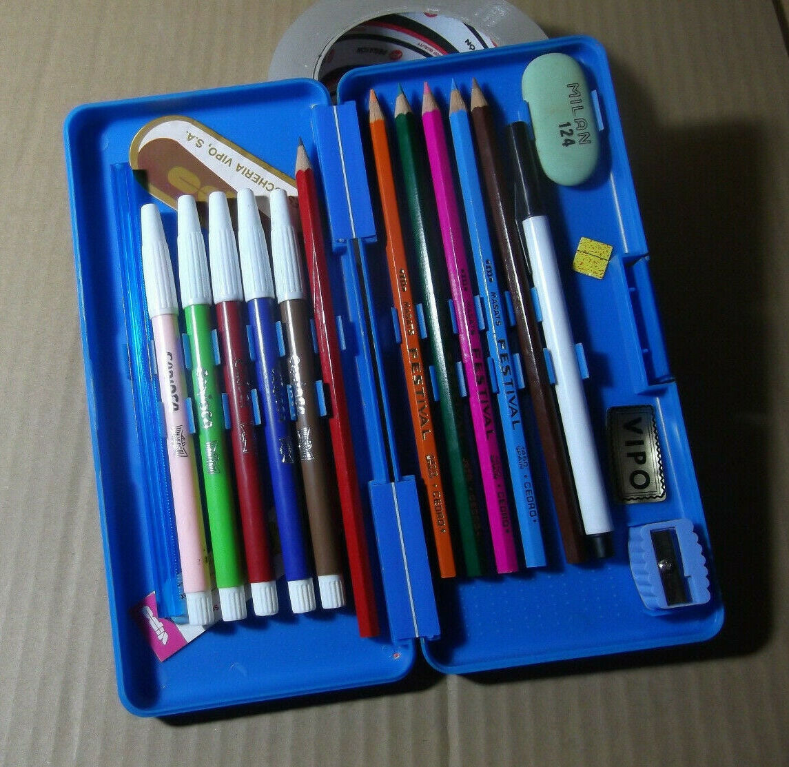 Vintage Pencil Case Vipo Collegiate Case, Carioca Markers, Unused ...