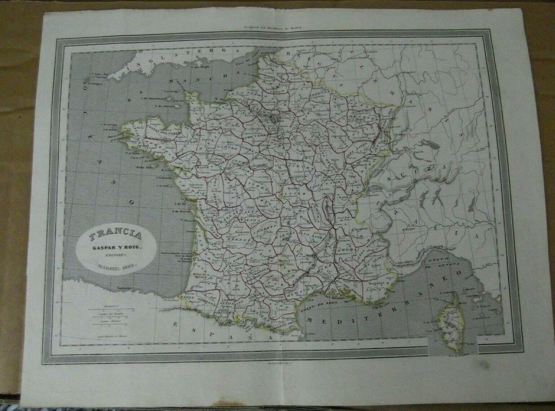 Old Map France France Old Map 1852 Gaspar Y Roig Madrid 32 X 25cm. - Etsy