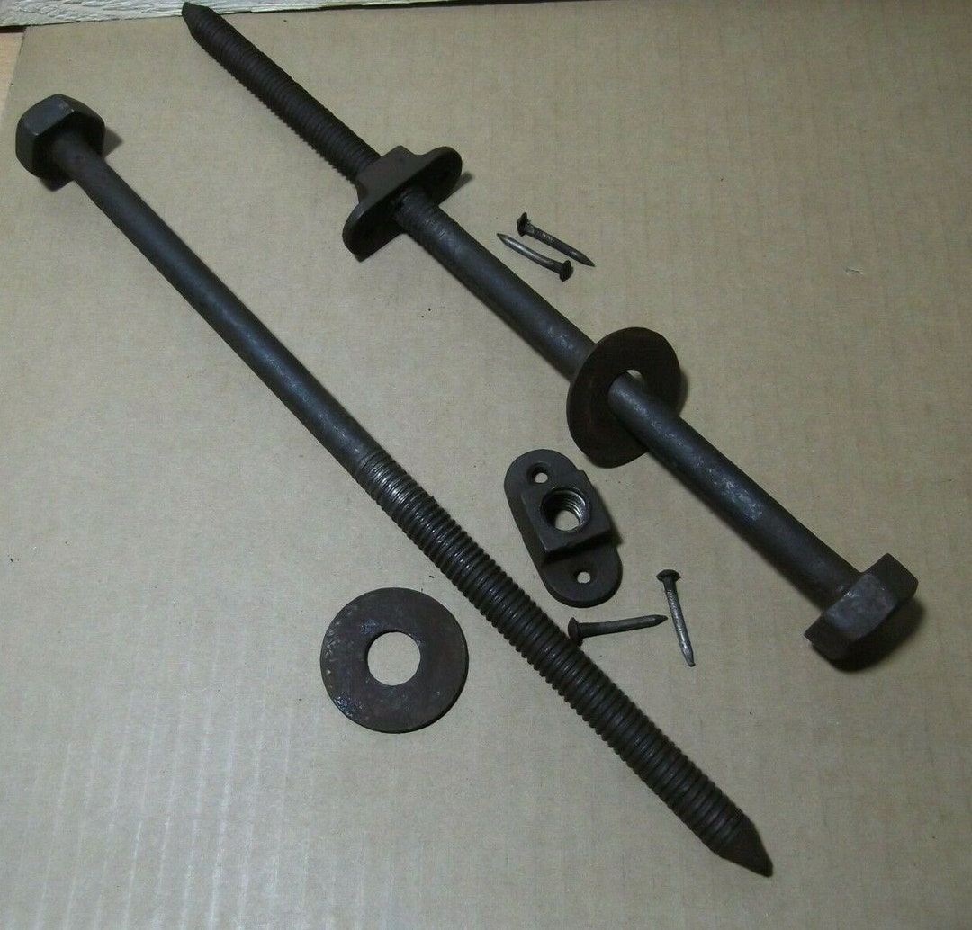 Lot of 2 Old Wrought Iron Screws 30cm.x 12mm. + Nut and Washer 1850 - Etsy