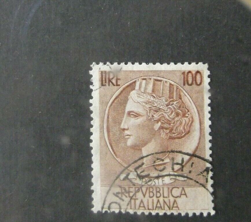 Stamp Francobollo Poste Italiana 100 Lire Filigrana Stelle Siracusana ...