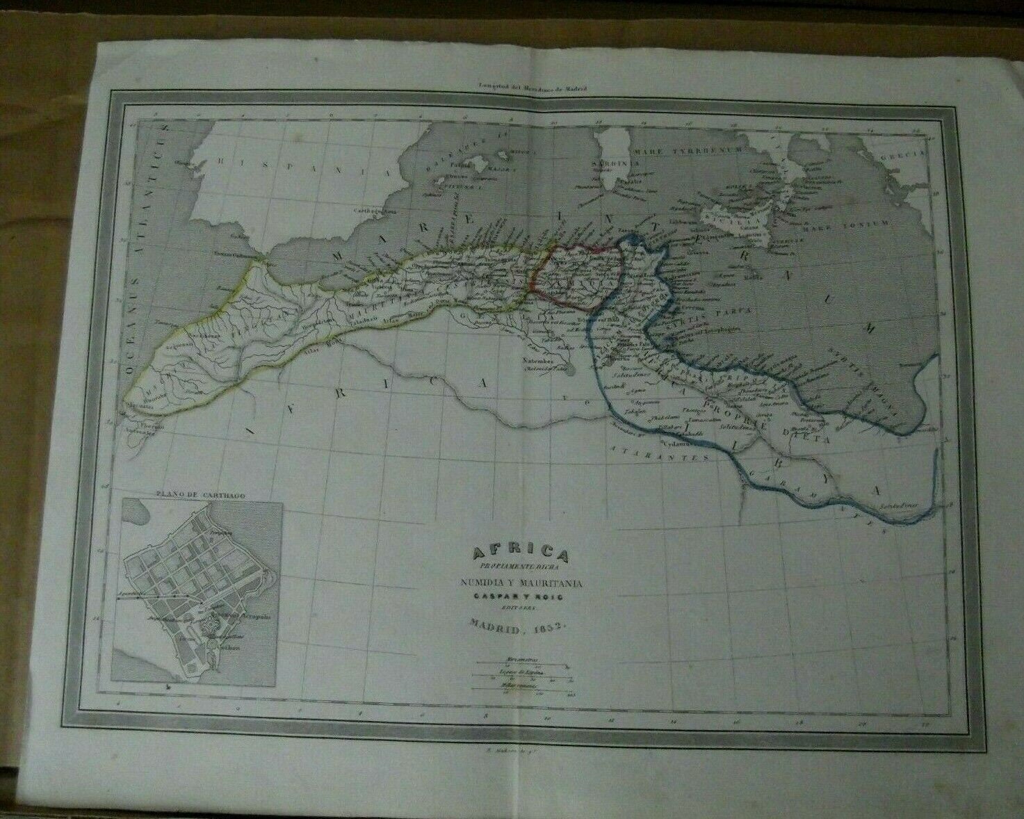 Old Map Africa Numidia Mauritania 1852 Gaspar Y Roig Madrid 32 X 25cm ...