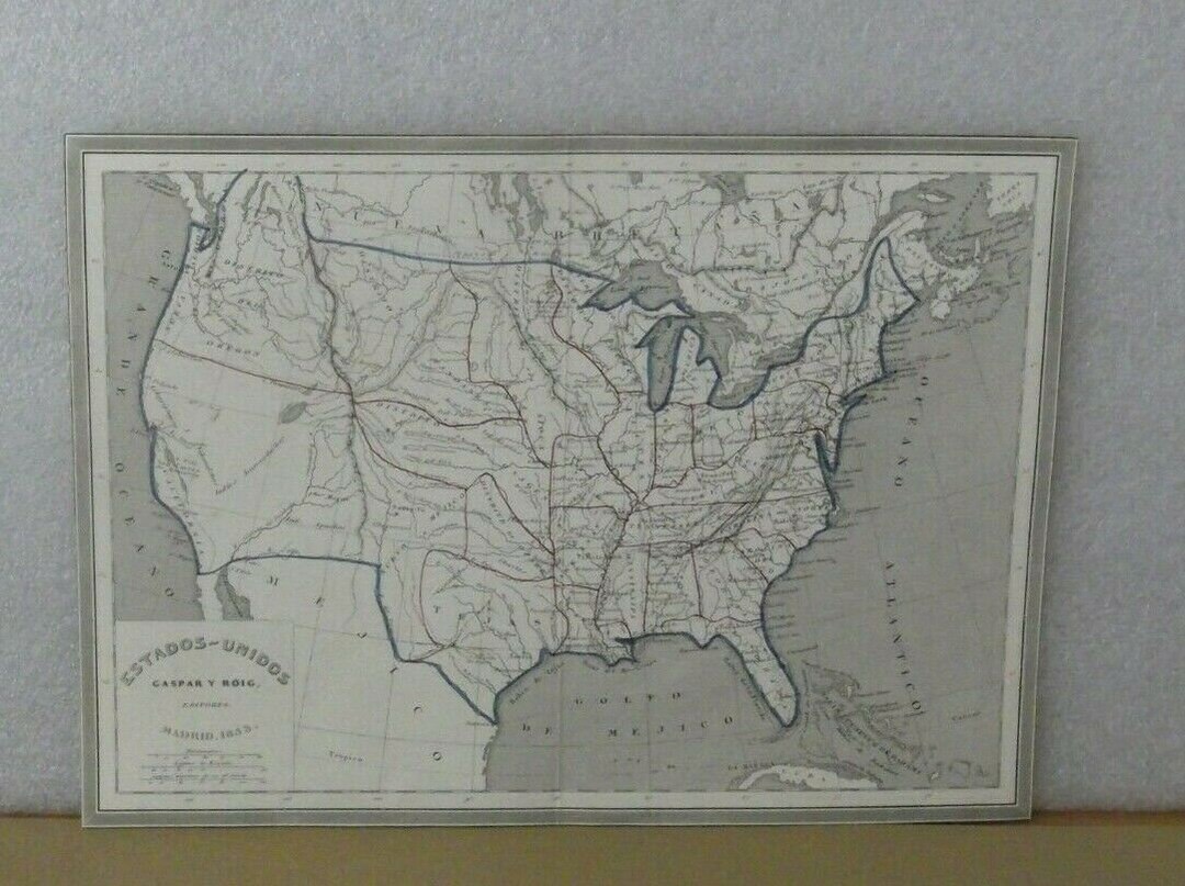 Old Map US Old Map United States 1852 Gaspar Y Roig Madrid 33 X 25cm ...