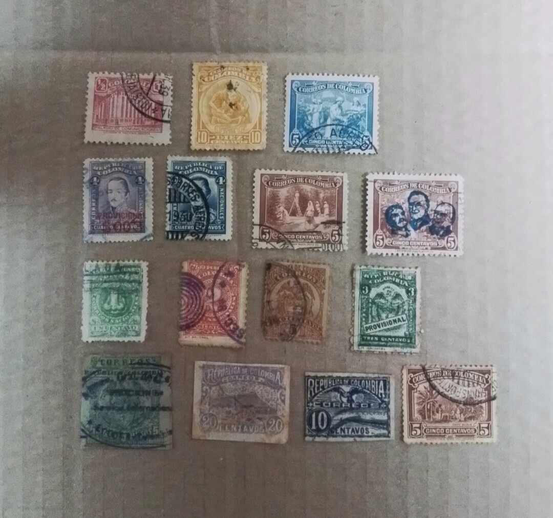 Vintage Colombia Republic Stamp Lot X 15 Used Stamps Postmarked - Etsy