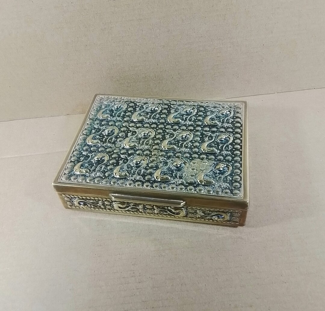 Vintage Cigar Case Pitillira Cigarettes Box Embossed Brass - Etsy