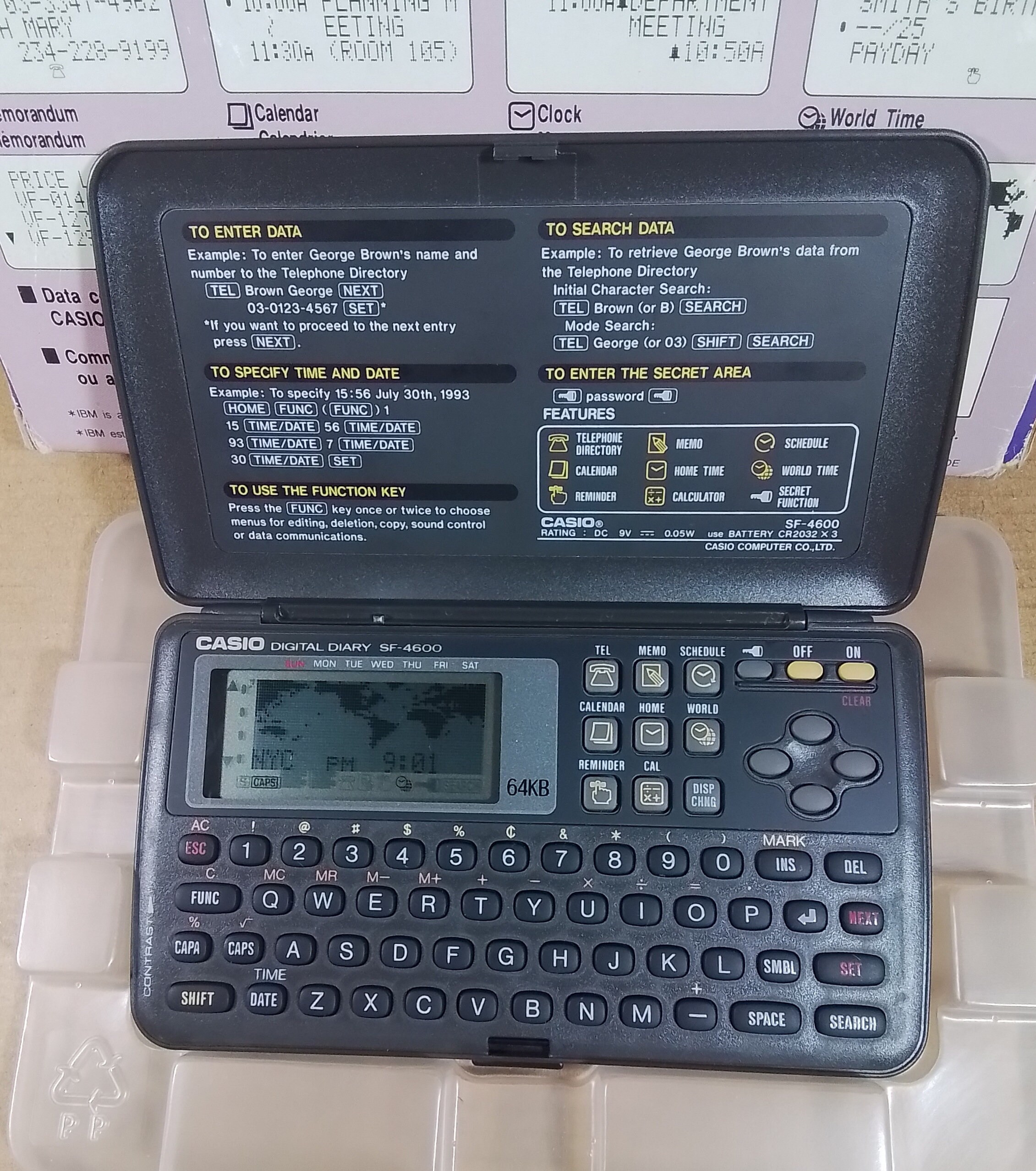 Vintage Casio Digital Diary Casio SF-4000 in Box and User Manual - Etsy