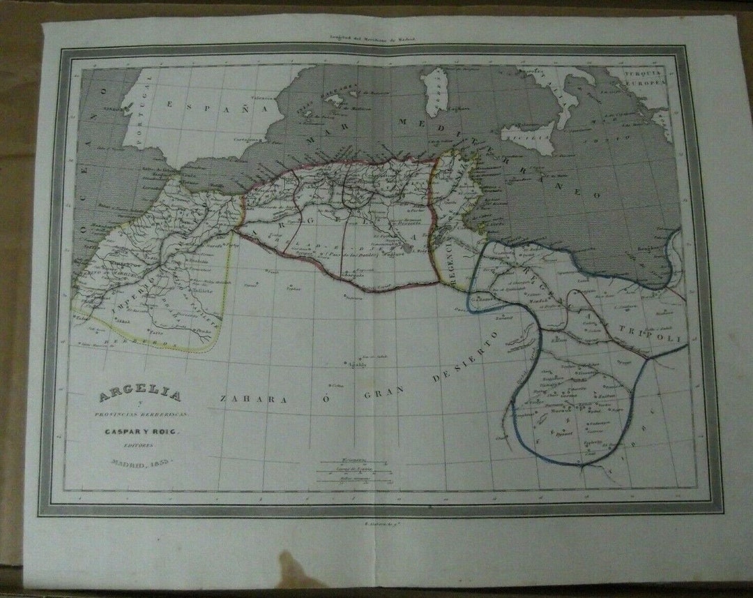 Old Map Algeria Berber Provinces Old Map 1855 Gaspar Y Roig Madrid 32 X ...