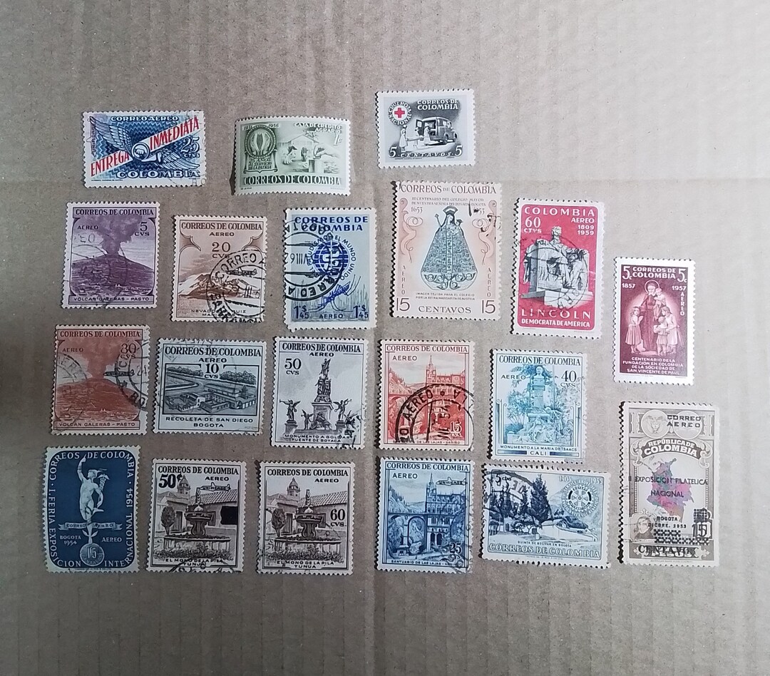 Vintage Colombia Correos Stamp Lot X 38 Used Stamps Postmarked - Etsy