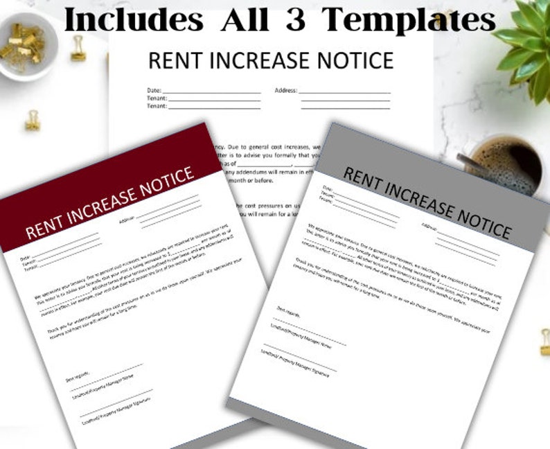 Rental Increase Notice - Rent Increase Form - Editable Word Docx ...
