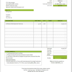 SIMPLE INVOICE TEMPLATE | Editable Billing Form | Price List Template ...