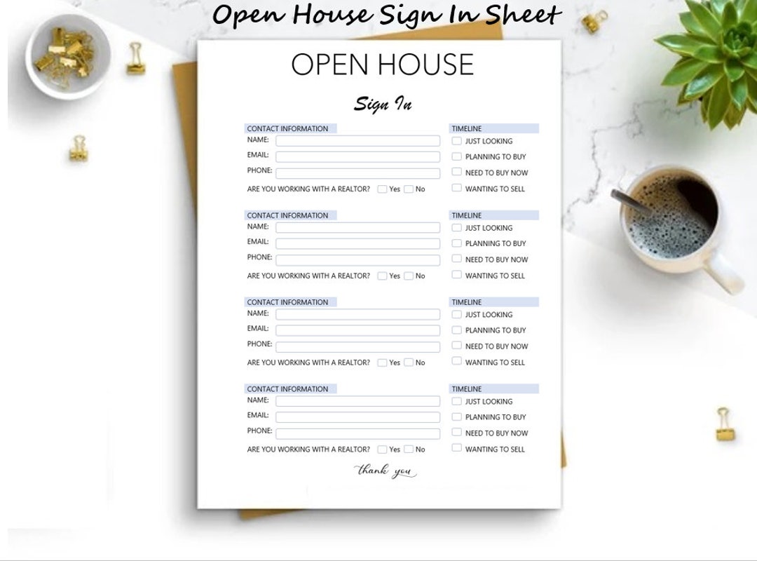 Open House - Sign in Form - Editable Word Docx - Instant Download - Etsy