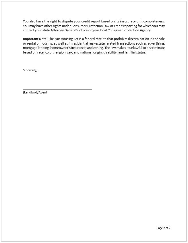 Tenant Denial Notice - Tenant Rejection Form - Editable Word Docx ...