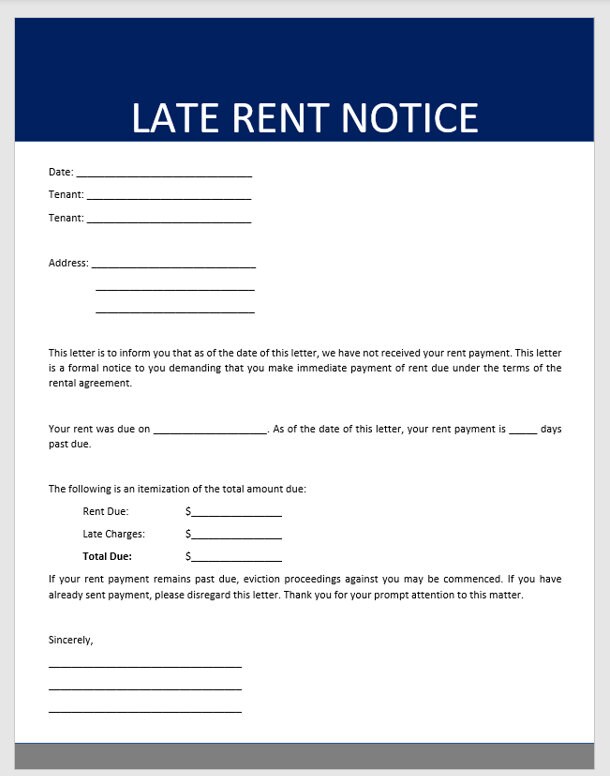 Late Rent Notice - Overdue Rent Form - Editable Word Docx - Instant ...