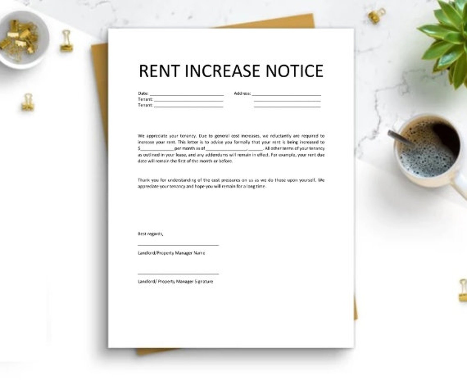 Rental Increase Notice - Rent Increase Form - Editable Word Docx ...